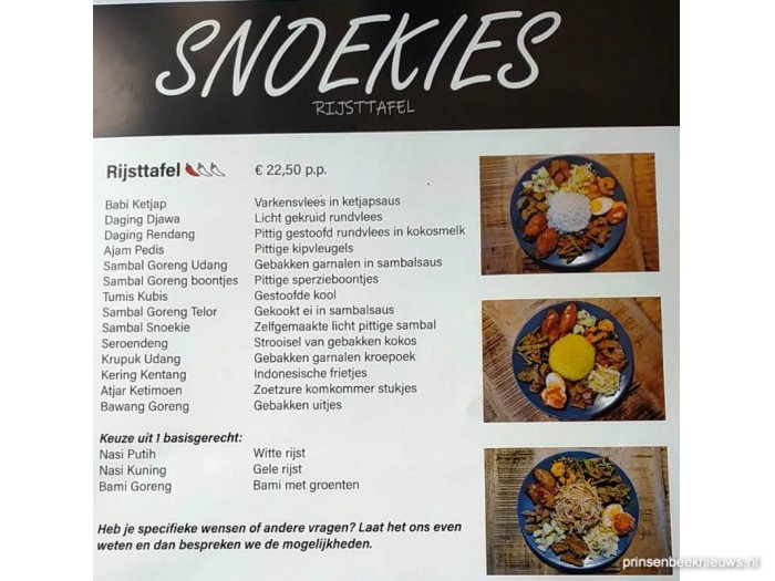 Snoekies rijsttafel nu voor alle liefhebbers | Prinsenbeeknieuws
