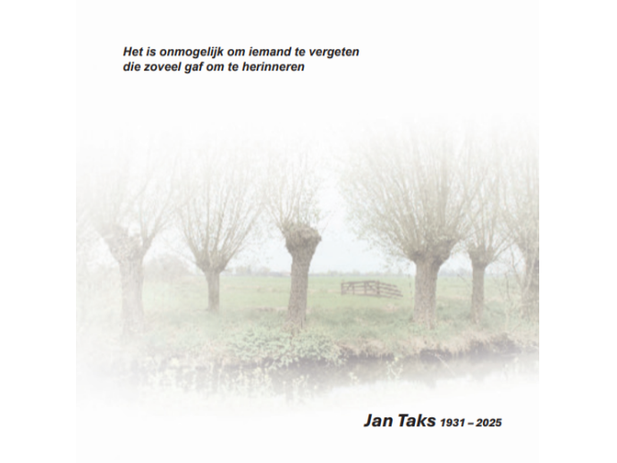 Jan Taks overleden | Prinsenbeeknieuws
